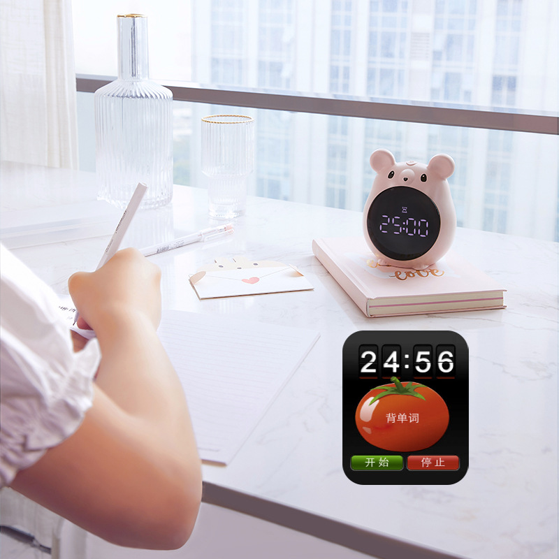 【Unique features】Creative Mini Mute Fairy Mouse digital Cute Kids Alarm ...