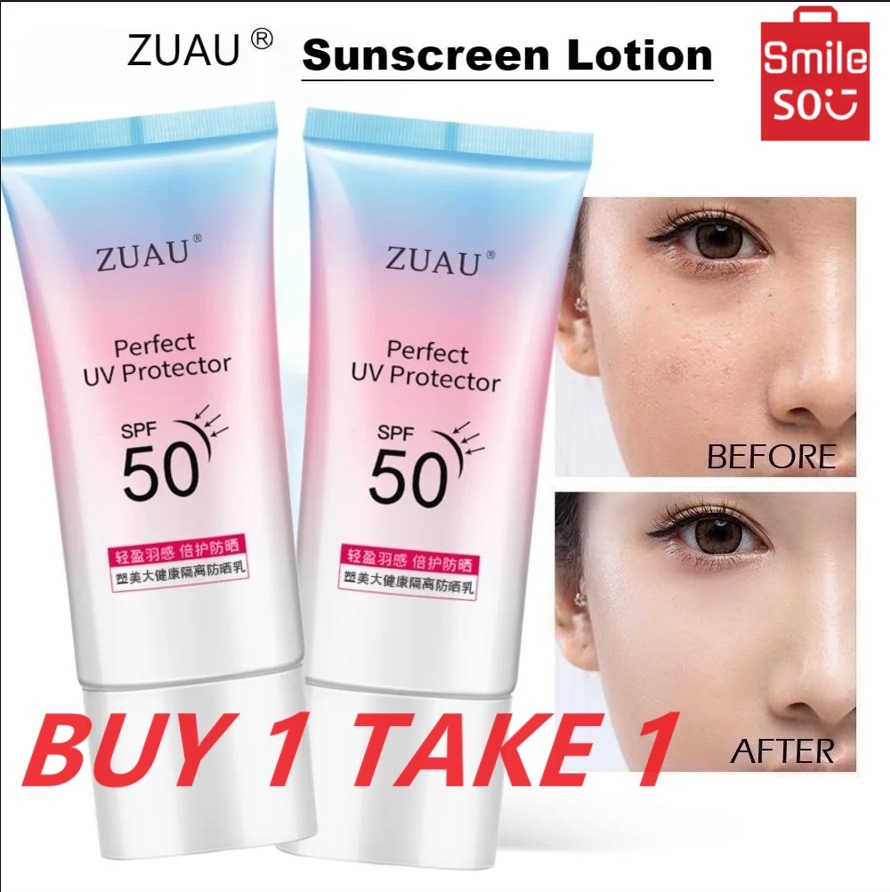 【BUY 1 TAKE 1】ZUAU SPF50+ Face Sunscreen Whitening Sun Cream Protection ...
