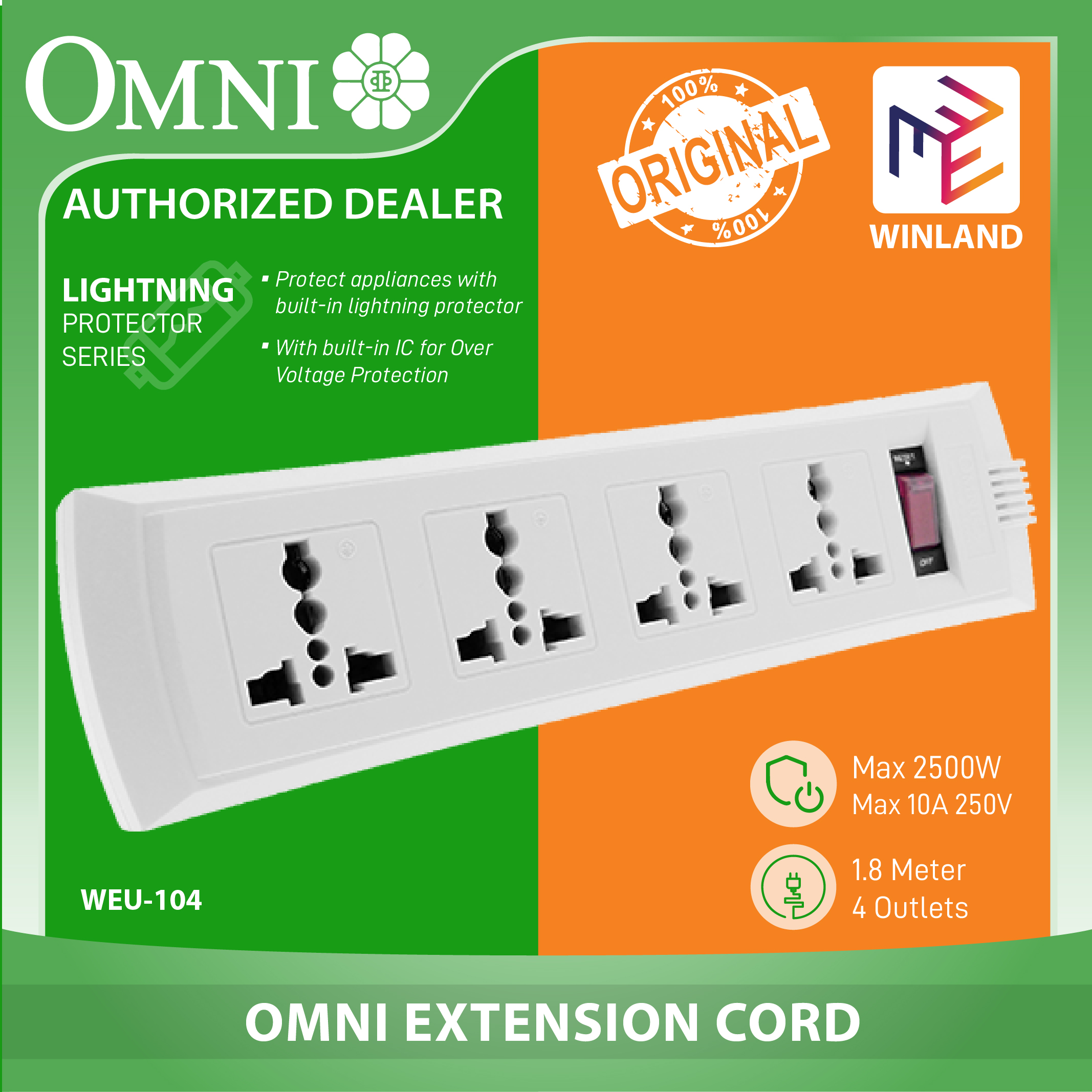 OMNI by Winland Universal Outlet Extension Cord Cable 4 Gang with ... OMNI by Winland Universal Outlet Extension Cord Cable 4 Gang with ...