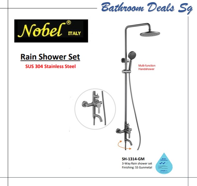 NOBEL Rain Shower Set With Mixer Tap (Gun Metal) | Lazada Singapore