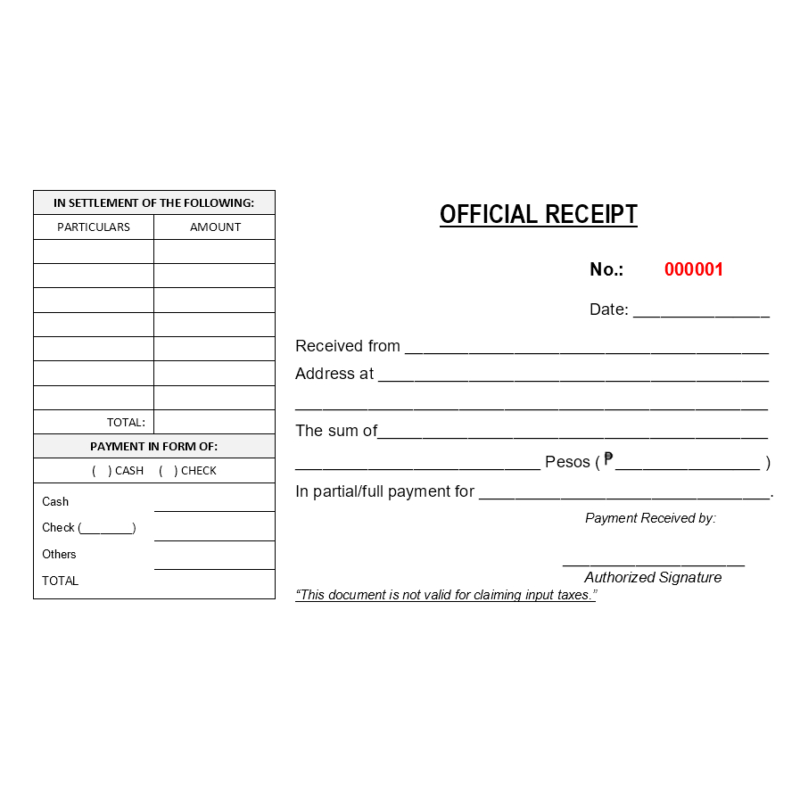 GENERIC OFFICIAL RECEIPT Carbonized # | Lazada PH