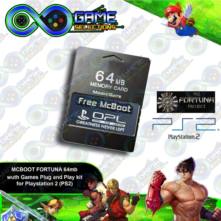 PS2 Memory Card with Free MCBOOT/FORTUNA/FUNTUNA +OPL+ESR+Media Player ...