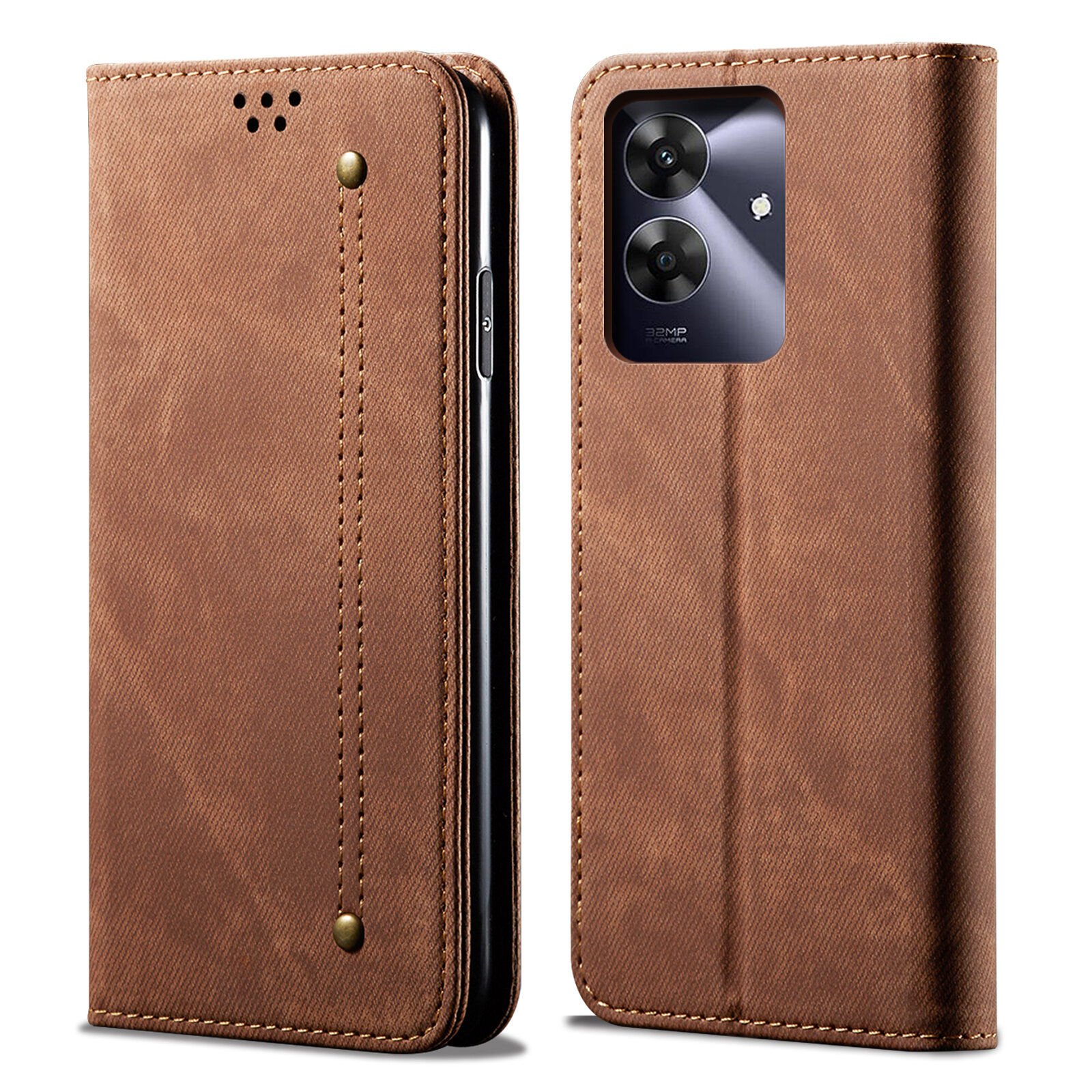 lthmy for Realme Note 60 case Retro Denim Leather Flip Wallet Stand ...