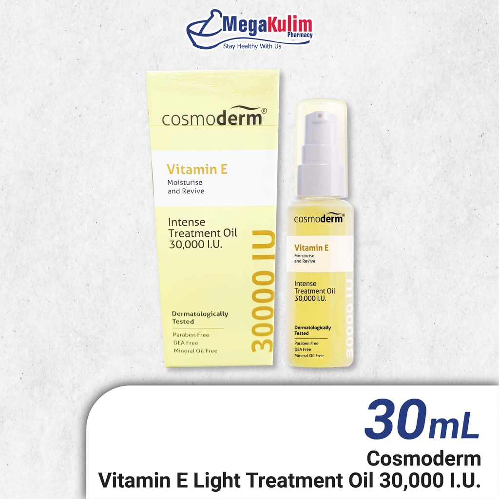 Cosmoderm Vitamin-E Treatment Oil 30mL (Light 15000 I.U. / Intense ...