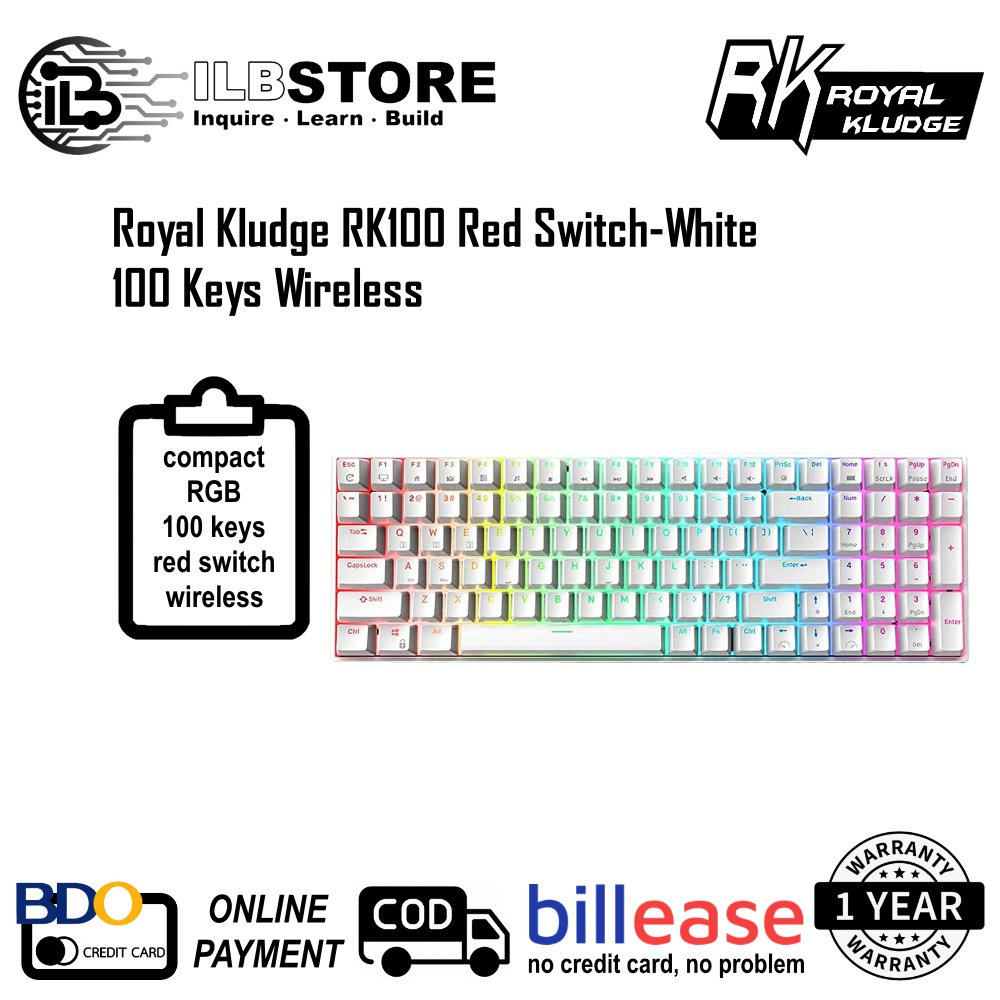 Royal Kludge RK100 Red Switch-White 100 Keys Wireless | Lazada PH