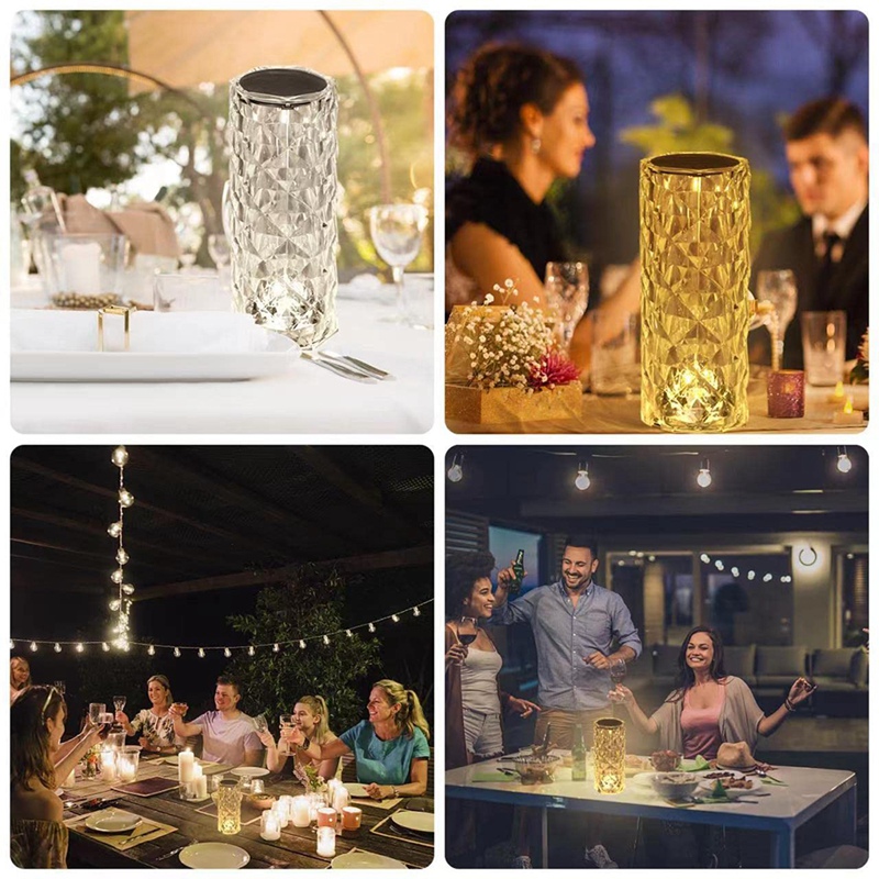 Crystal Table Lamp Rose Light Projector 3 Colors Adjustable Romantic ...