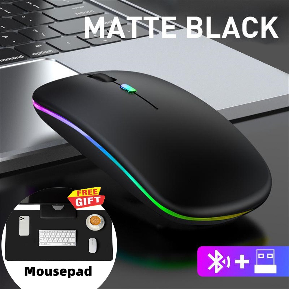 【Mouse+Mousepad Set】Wireless Mouse Bluetooth 2.4Ghz Receiver Optical ...