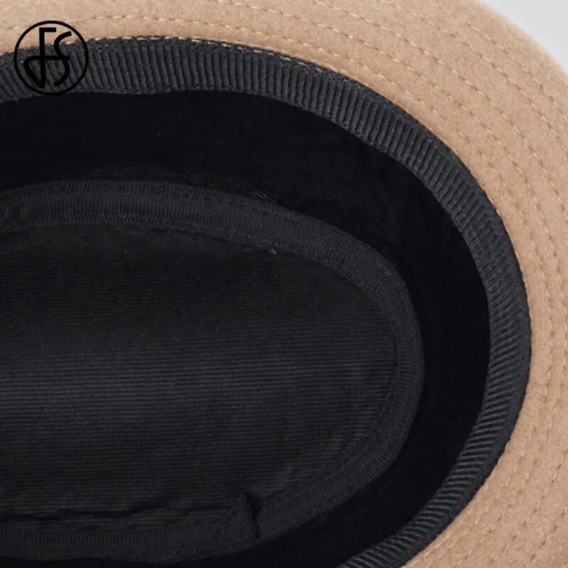 FS Vintage Men Wide Brim Wool Felt Fedora Hats For Black Jazz Trilby ...
