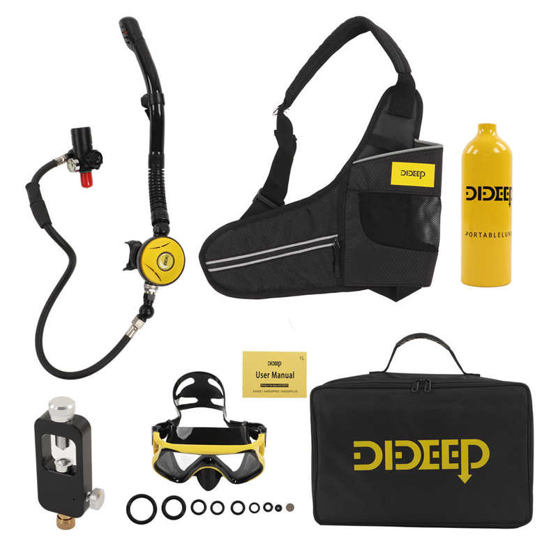 DIDEEP 1L Scuba Diving Cylinder Mini Oxygen Tank Set Respirator Air ...