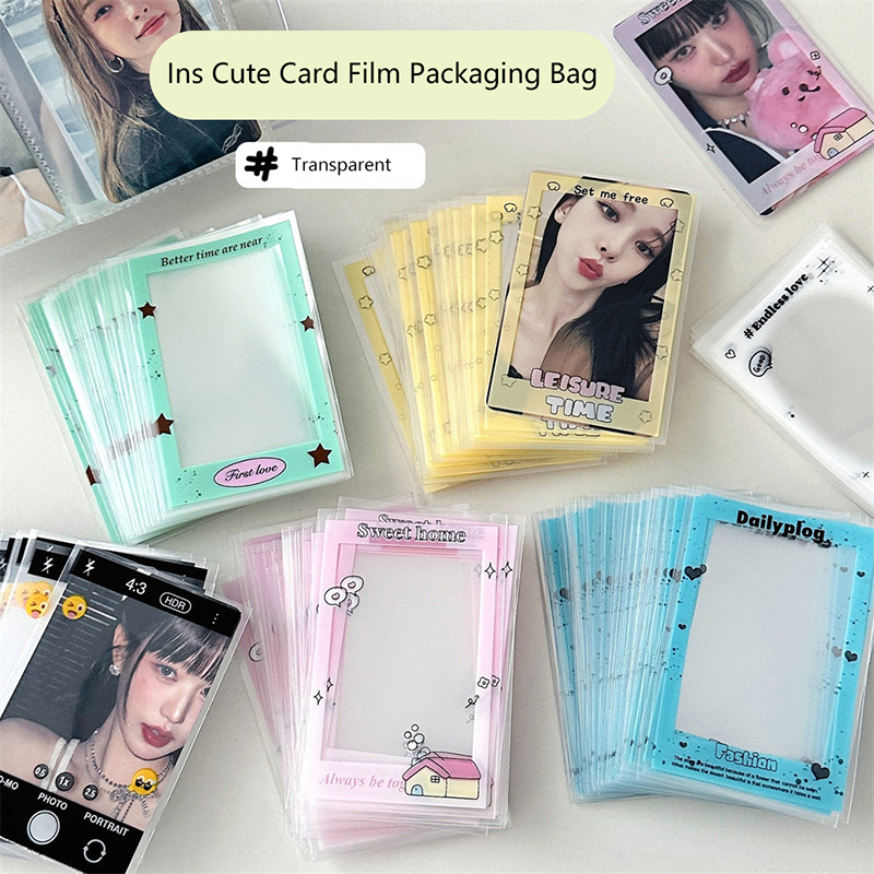 50Pcs Cartoon Small Card Case Star Photo Protection Card Film Packaging ...