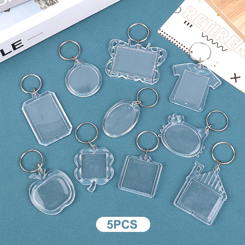 5pcs Blank Photo Frame Keychain Clear Acrylic Keyring Insert Photo ...