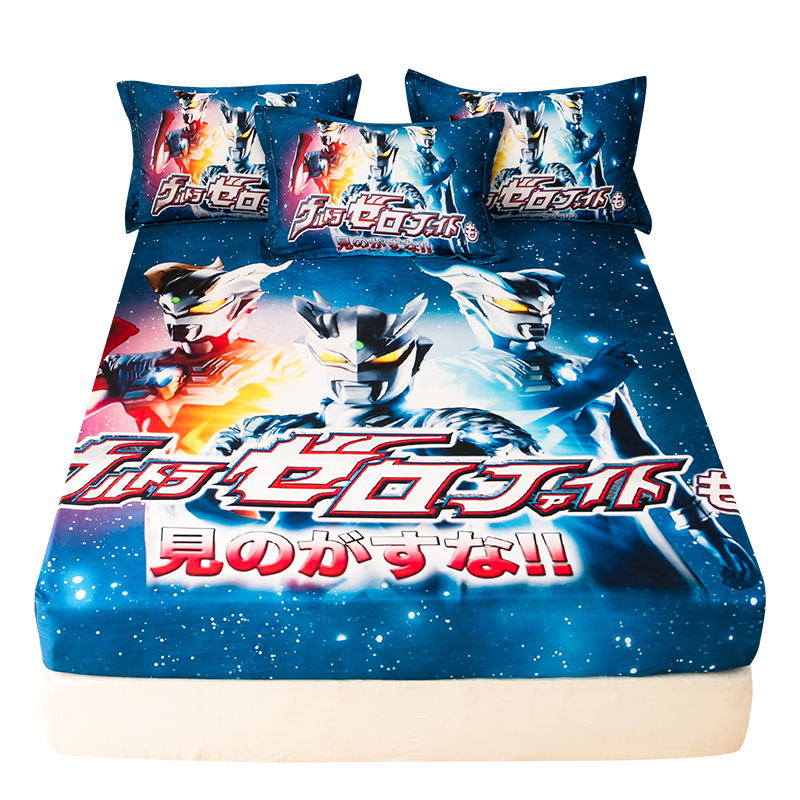 Kids Cartoon Bedsheet Ultraman Fittedsheet Spider-Man Bed Sheet Single ...