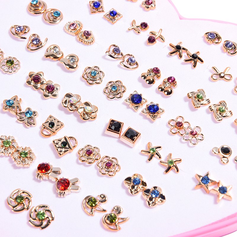 36 Pairs Fashion Women Girls Crystal Diamante Flower Stud Earrings ...