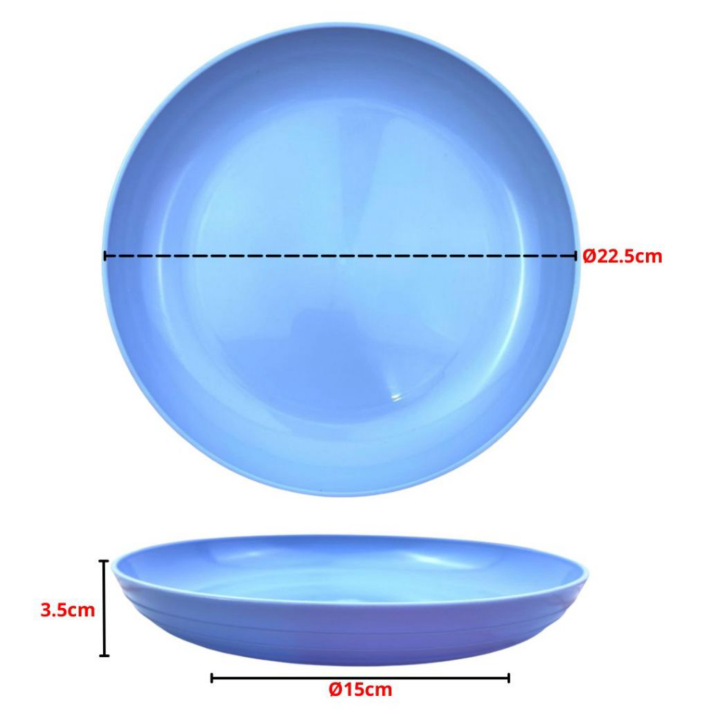 TY Piring Plastik Warna Pastel 22.5Cm Round Plate Biodegradable Piring ...