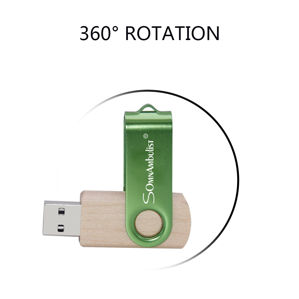 Somnambulist Wooden Swivel USB Flash Drive Natural Maple 2.0 Flash ...