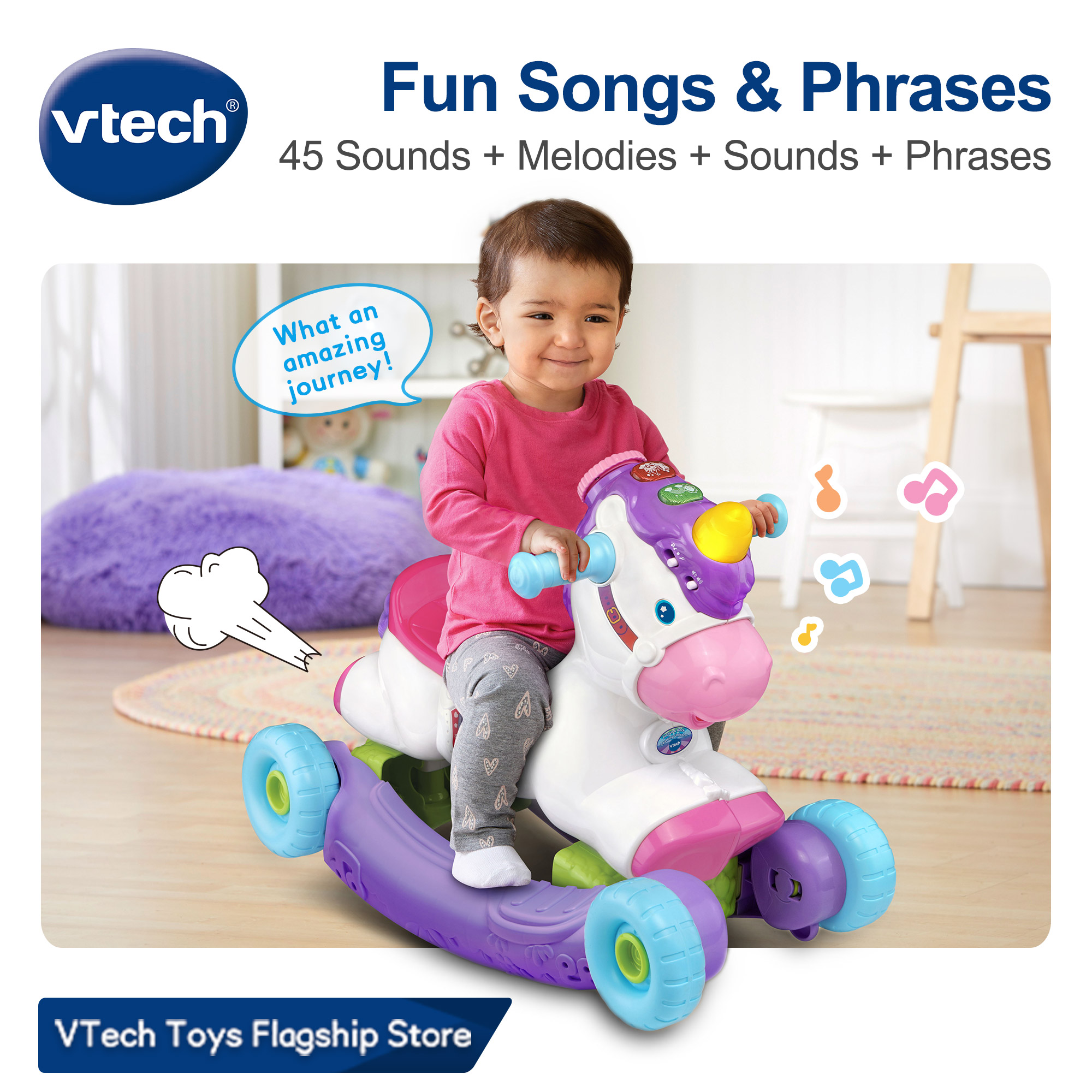 VTech 2 in 1 Rocking Horse Ride-On Toys Prance and Rock Learning ...