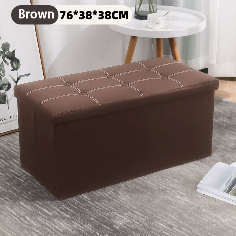 Storage Stool Foldable Bench storage stool box Leather Sofa Storage Box ...