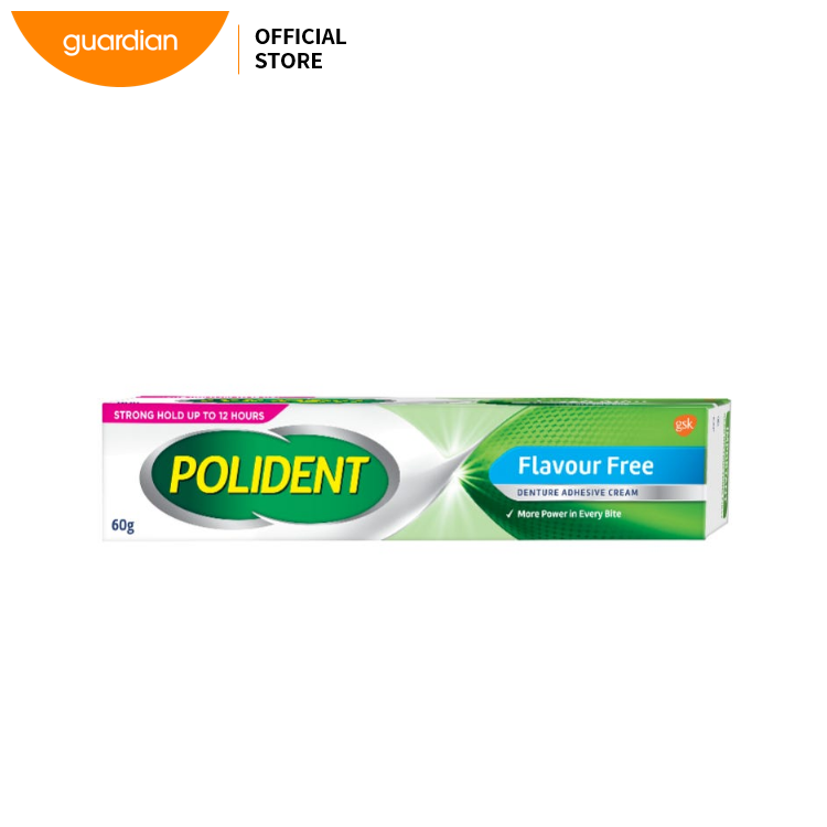 POLIDENT Denture Adhesive 12 Hour Strong Hold Flavour Free Paste 60g ...