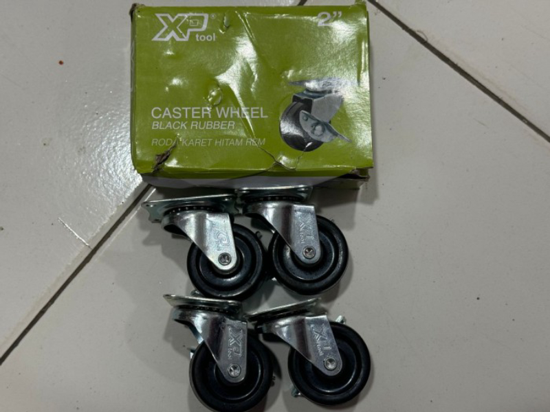 Roda caster 2 inch gepeng karet rem Hitam | Lazada Indonesia