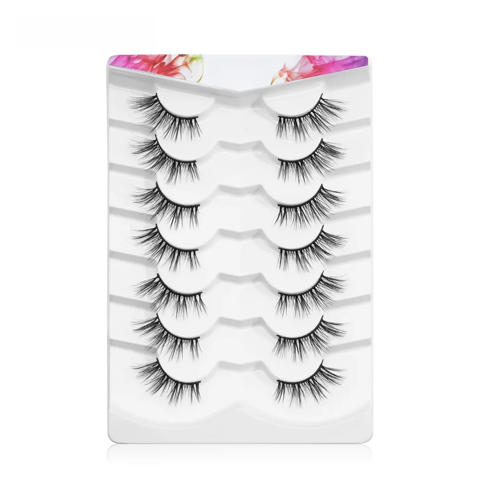 MAANGE MAGEFY 7 Pairs Natural Corner Half Lashes Faux Mink False ...