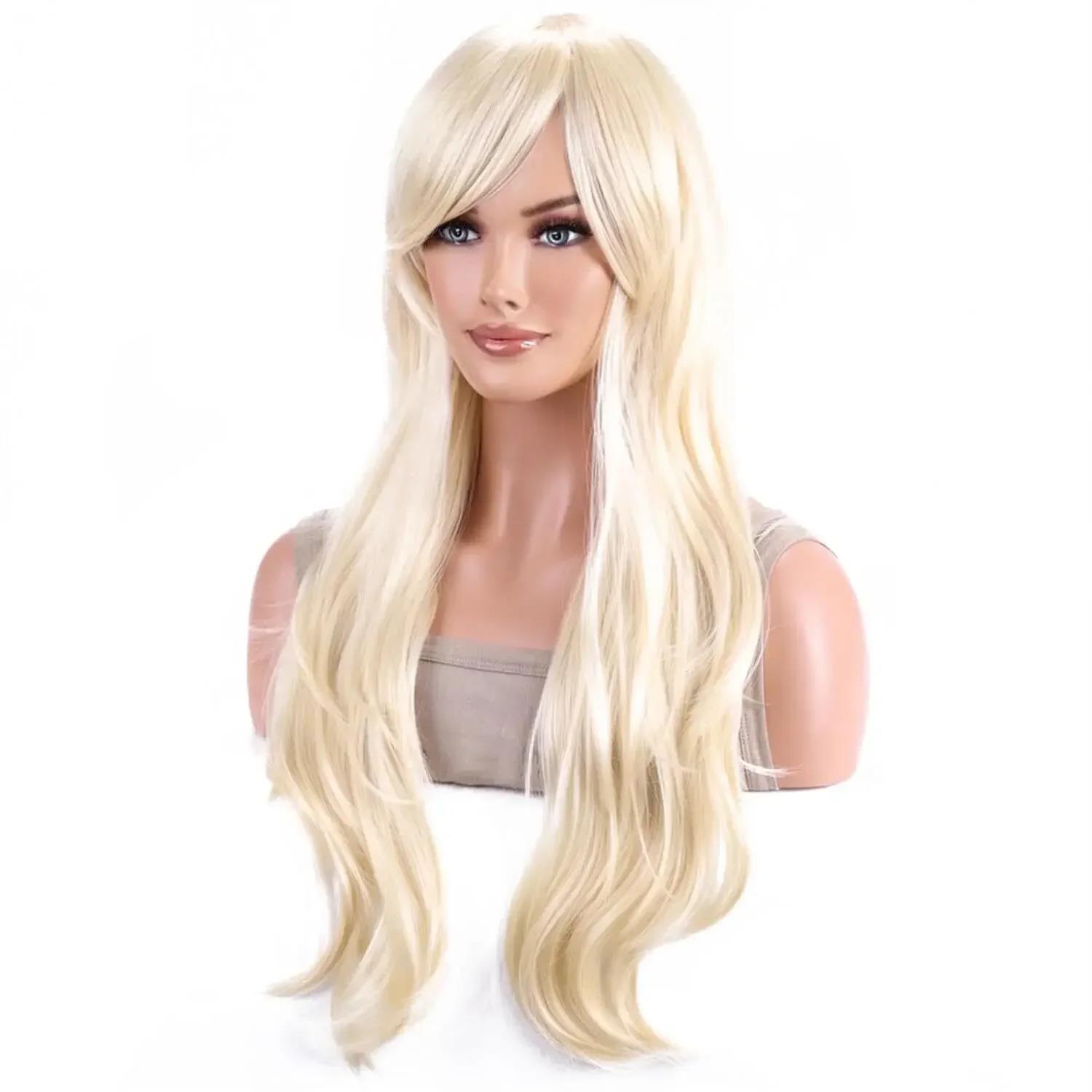Movie Barbie cosplay wig Light blonde cos hair Micro roll 60cm long ...