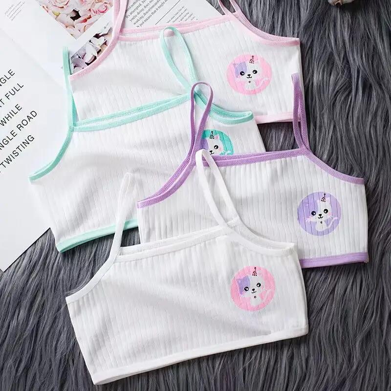 4pcs/set Lace Cotton Young Girls Training Bra Kids Vest Teens Teenage ...