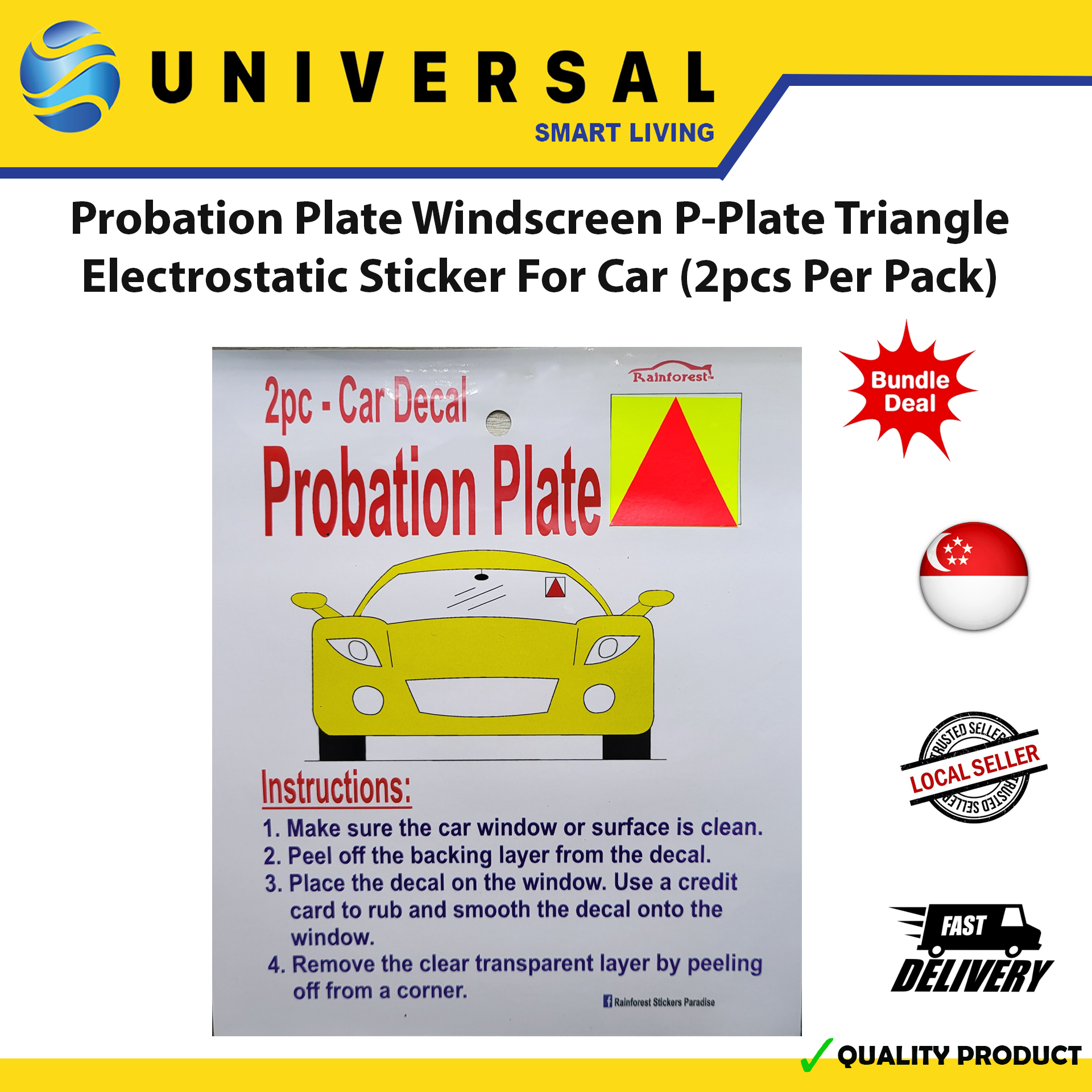 [SG SHOP SELLER] Probation Windscreen P-Plate Triangle Electrostatic ...
