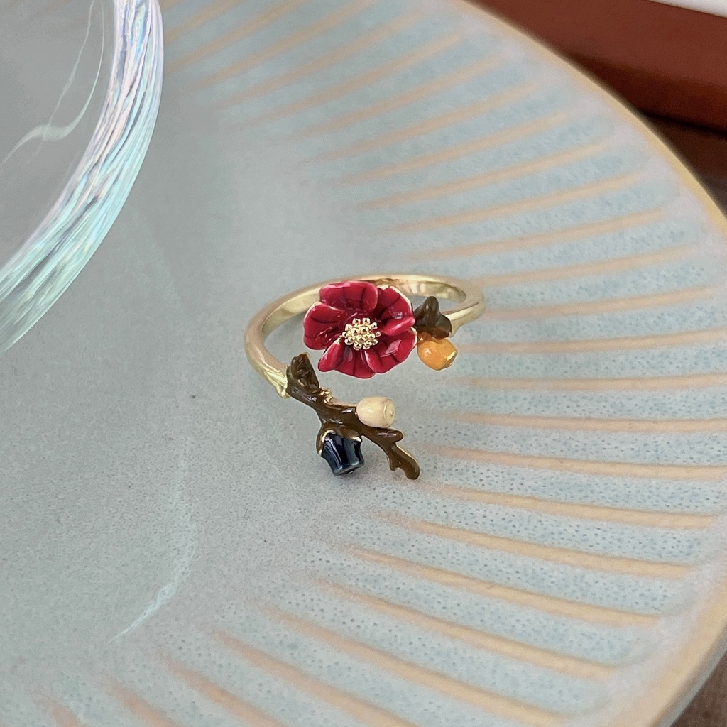 Enacolor 1Pc Enamel Crystal Flower Rings Adjust Crystal Open Rings for ...