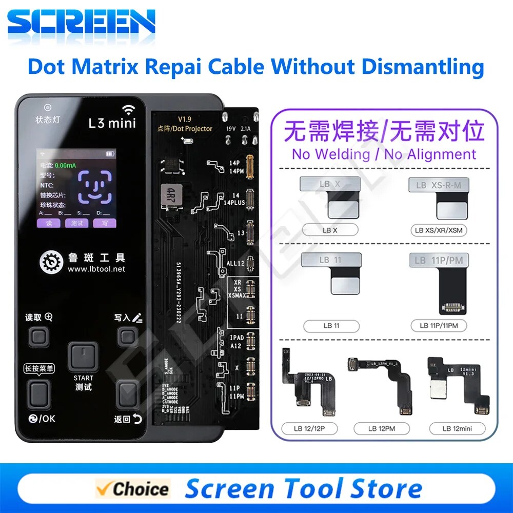 Luban iFace L3 Mini Dot Matrix IC Flex Cable For iPhone X XR XS MAX 11 ...