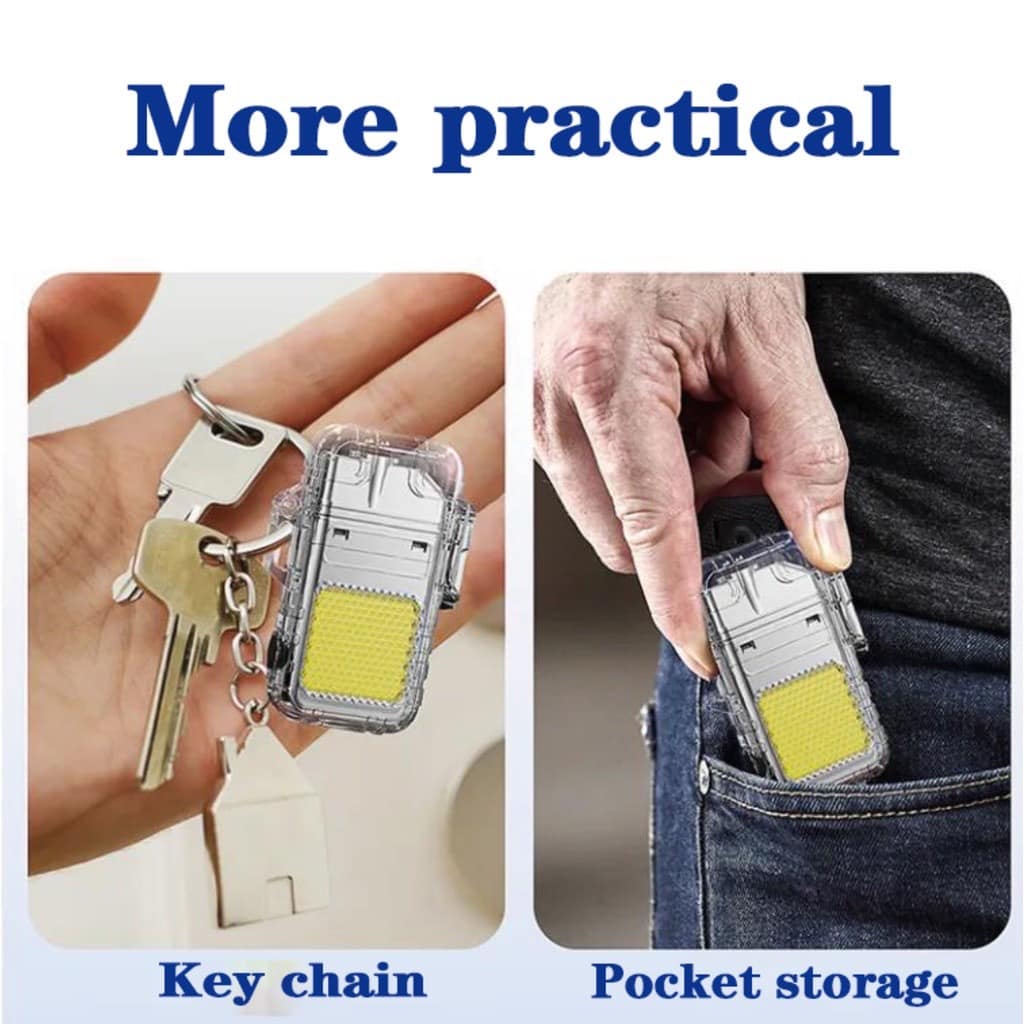 Torch Light Mini COB Keychain Light with Lighter Bright USB Type-C ...