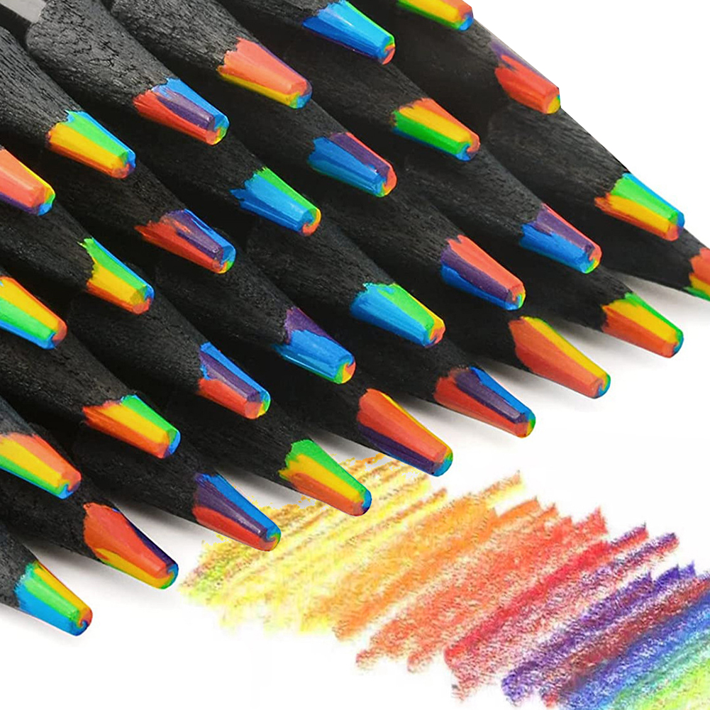Hittime 1pc 7Color Gradient Rainbow Color Pencils Black Wood Painting ...