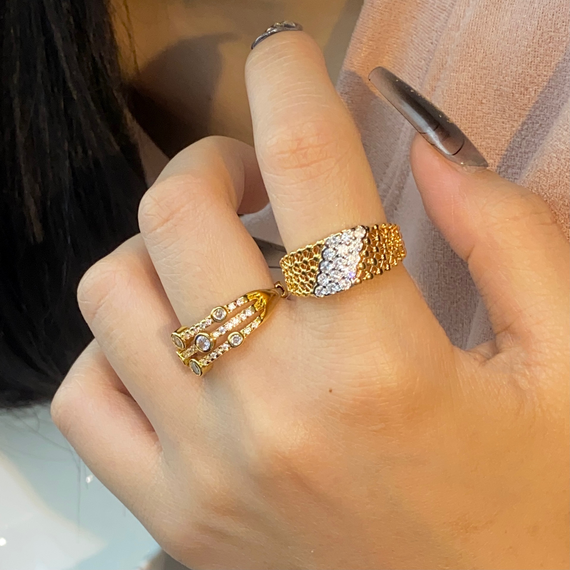 【Super Sale】vintage Antique Jewelry Diamond Ring French Retro Gold Old ...