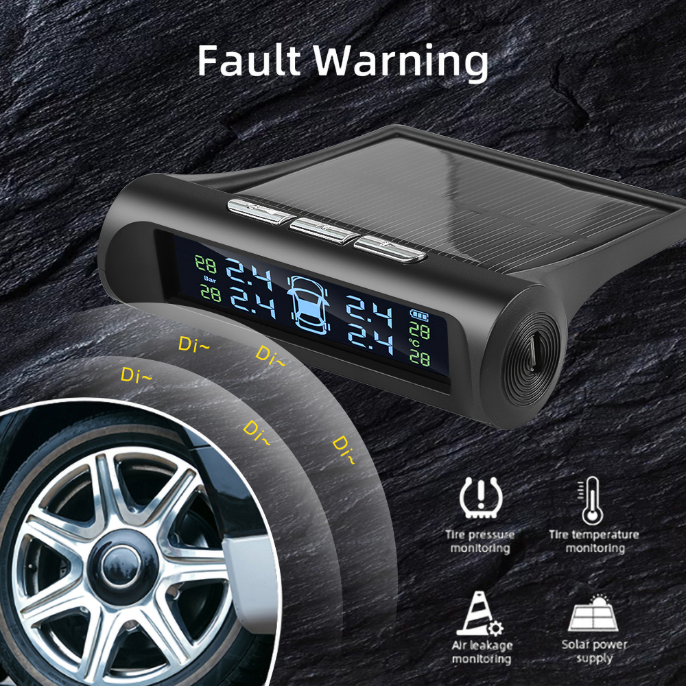 Solar TPMS Tire Pressure Monitoring System Digital Display Wheel Tyre ...