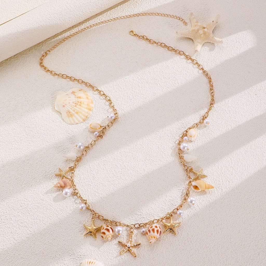 Bohemian Summer Beach Shell Conch Necklace Pendant Seaside Travel Pearl ...