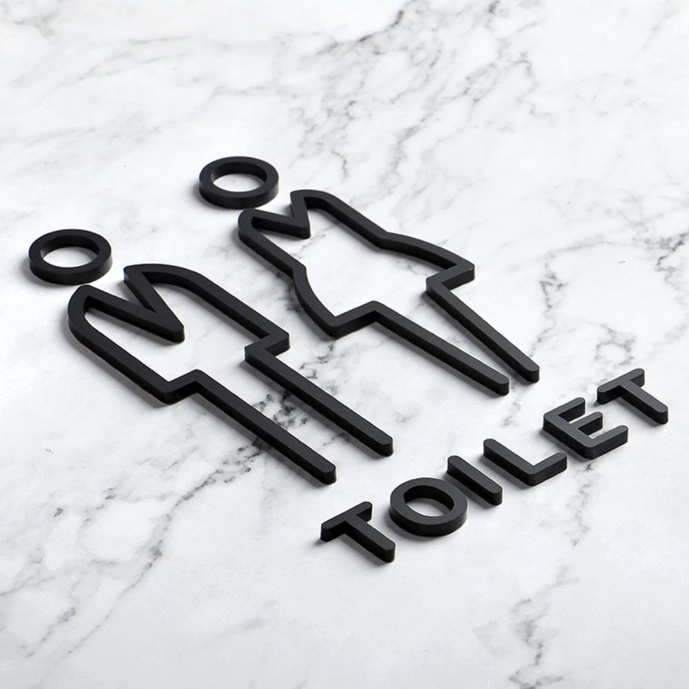 XINGSTARS 3D Men Women Toilet Signs Acrylic Black WC Plaque Orientation ...