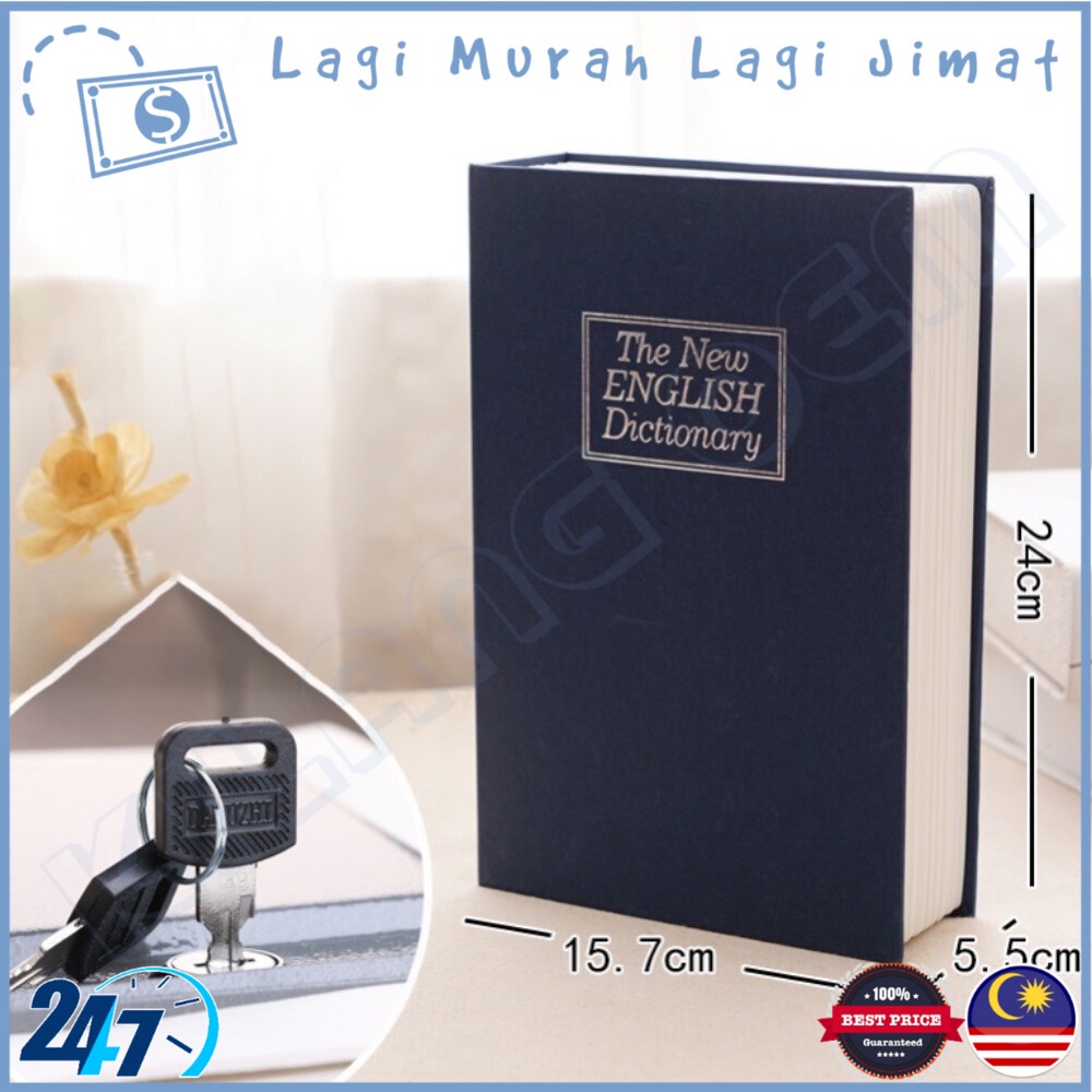 Large Hidden Secret Convert Dictionary Diary Thick Book Safe Safe Key Lock Metal Box Hidden ...