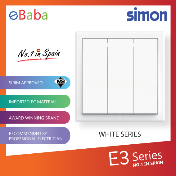 Simon E3 Series (White) Switch / Switches & Socket Outlet E3 2way | Lazada