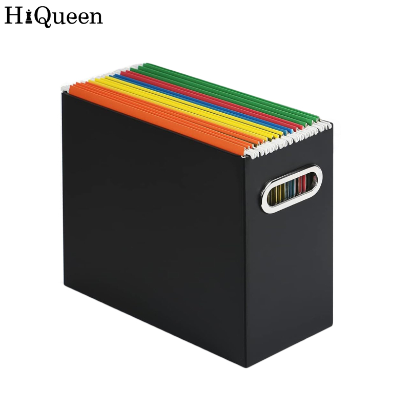 HiQueen Portable File Box Metal Handle Design Hanging File Organizer ...