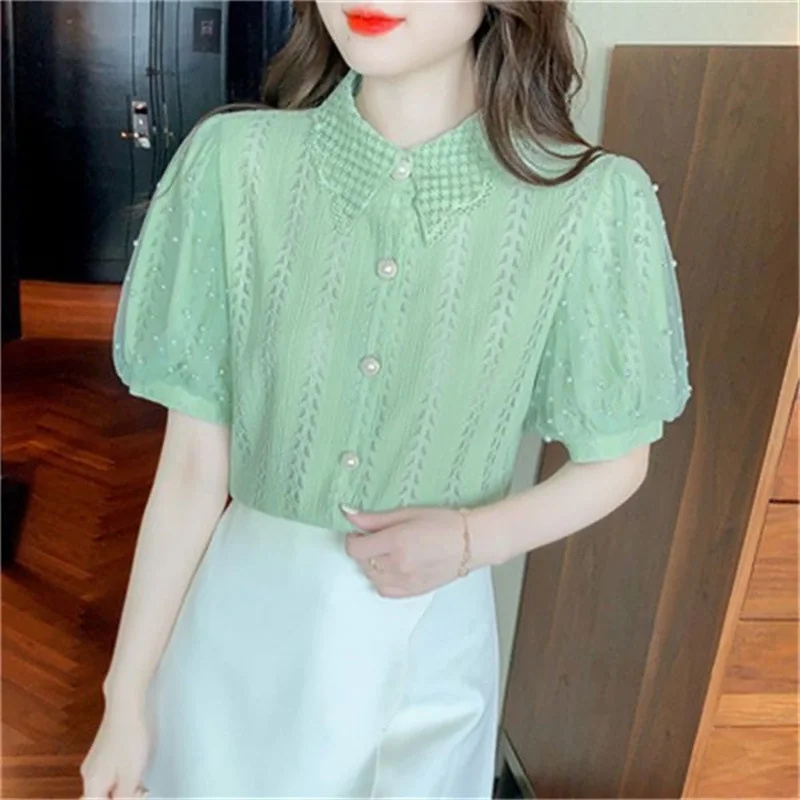 【Factory-direct】 Women Spring Summer Style Lace Blouses Shirts Lady ...