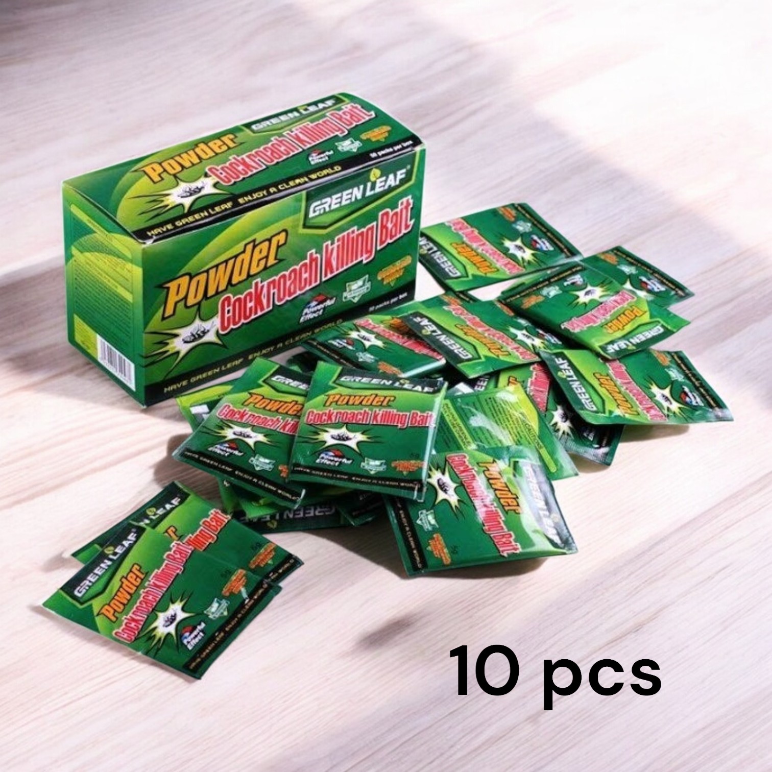 Green Leaf Roach Killer Bait Powder | 10-Pack Insecticide | 5g Per Bag ...