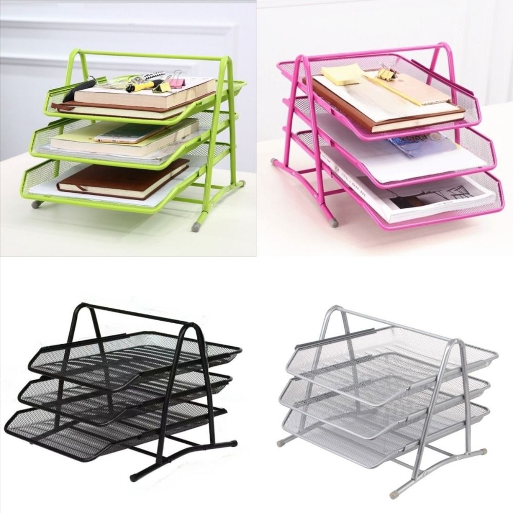 Reusable Metal Three-layer File Rack Drawer Style File Manager Desktop ...