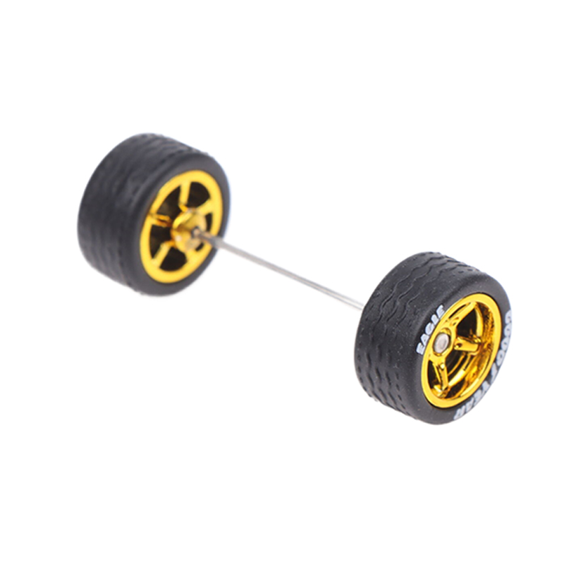 1 Set 10.80mm 1/64 Alloy Car Modified Wheels Model Removable Wavy Tires ...