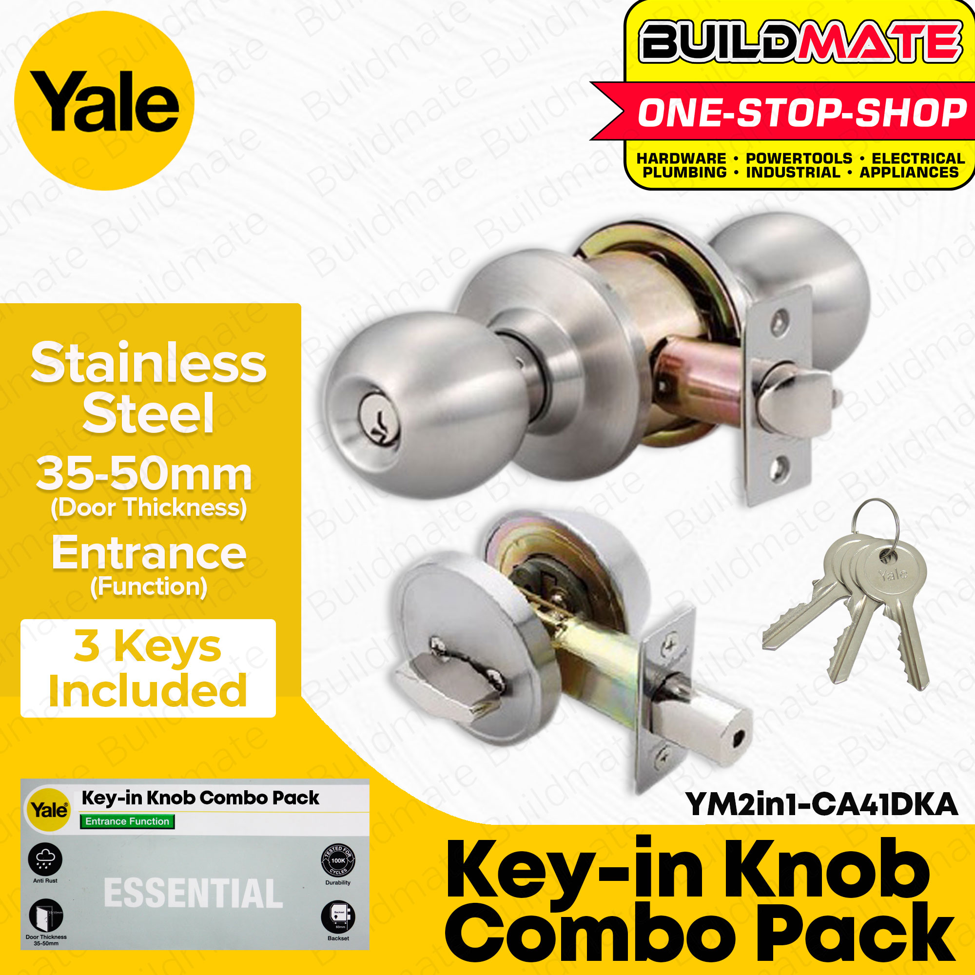 YALE Essential Series Entrance Keyed Alike Key In Knob Door Knob ...