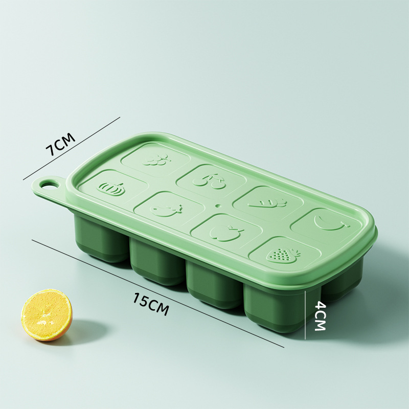 1Pc 8 Cell Food Grade Silicone Mold Ice Grid With Lid Ice Case Tray ...