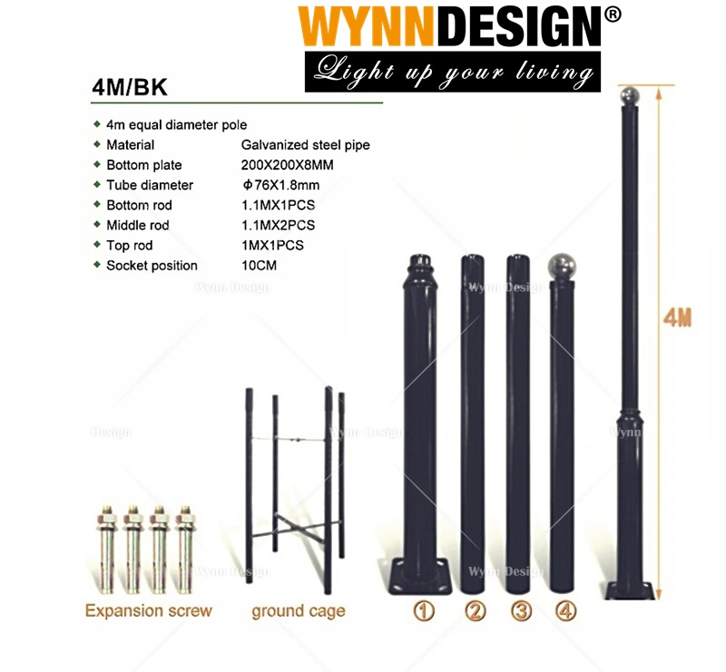 Wynn Design 4meter Pole For Solar Lantern High Pole Tiang Outdoor Light ...