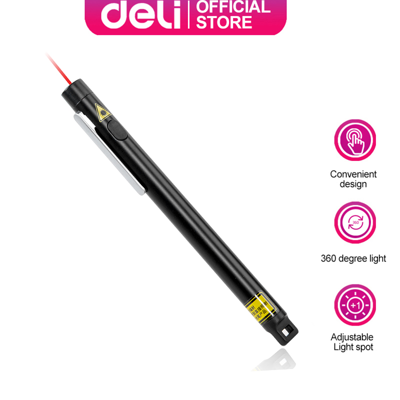 Deli Laser Pointer High Power Clip Pen Pointers Red Light with Free ...