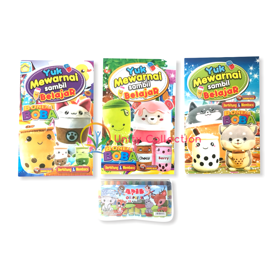 Paket Buku Mewarnai Karakter Boneka Boba & Crayon Pensil Warna | Lazada ...