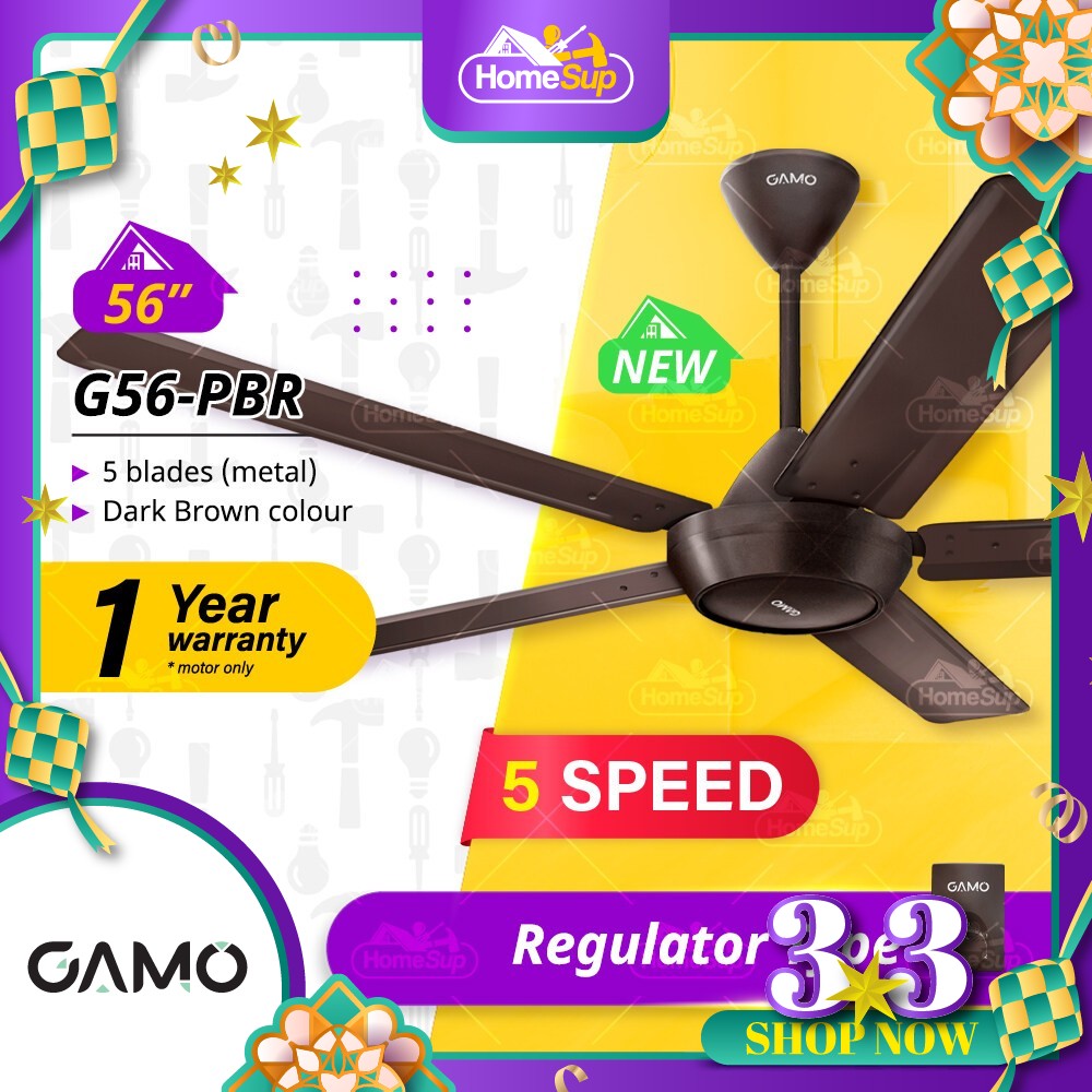 GAMO G56-PBR (56 inch) 5-speed Regulator Ceiling Fan - Dark Brown ...