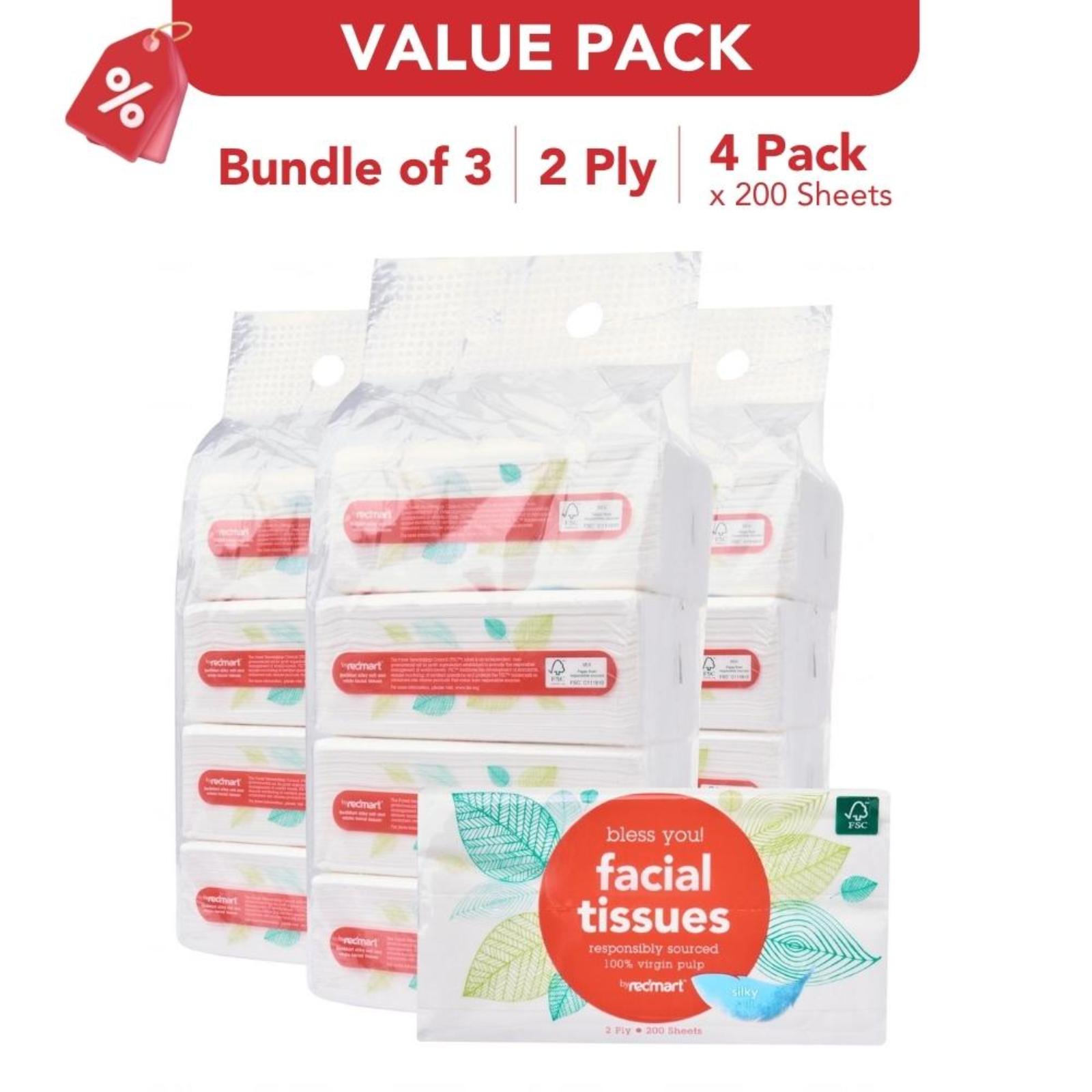 [VALUE BUNDLE] RedMart Silky Soft 2Ply Facial Tissue Paper - 3 x 4 Pack ...