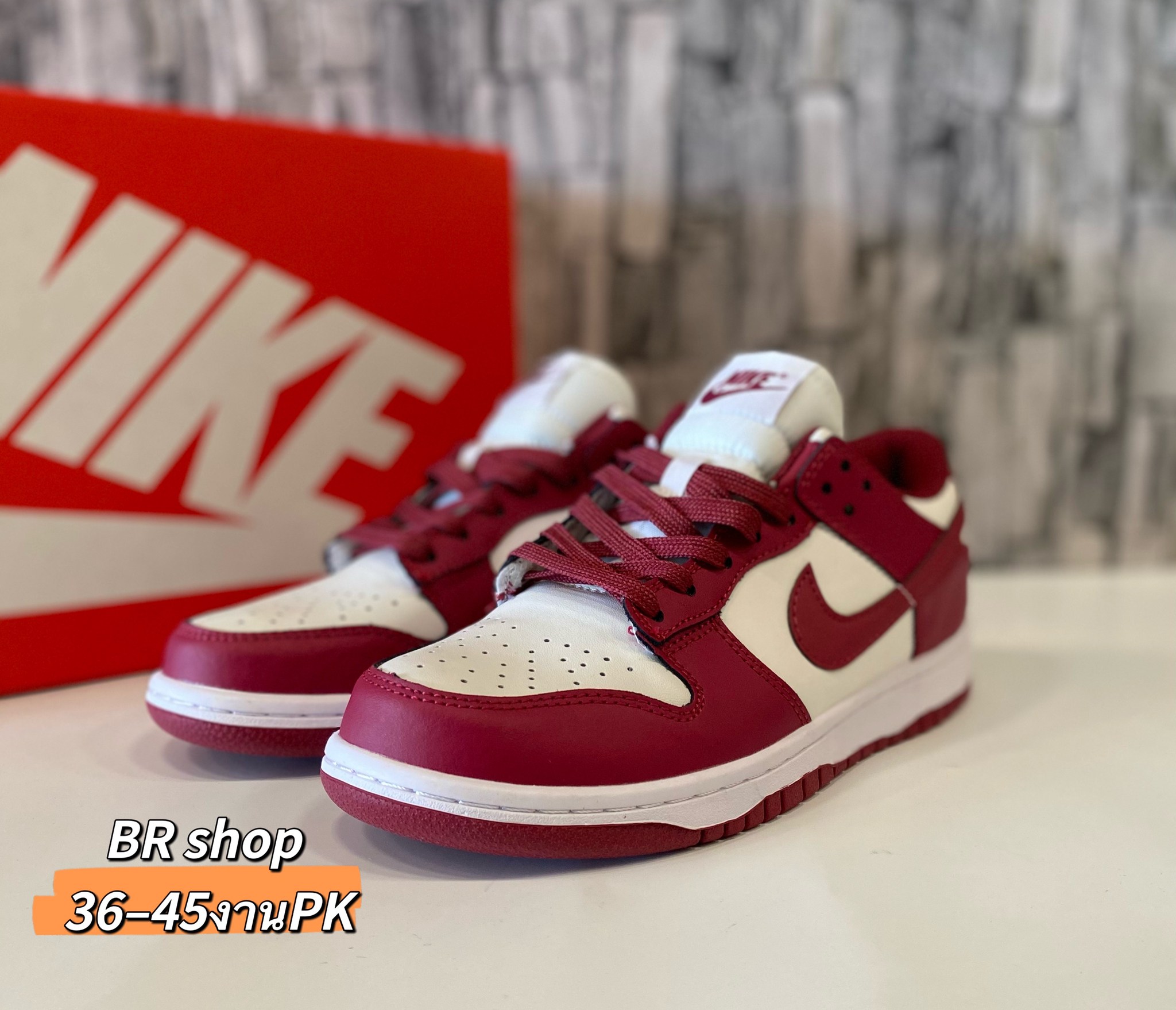 [ Captain.Shop ] รองเท้าผ้าใบ SIZE.36-45 *ขาวแดงเข้ม* รองเท้าผ้าใบ ...